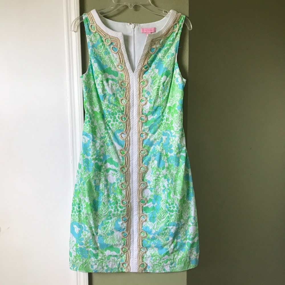 Lilly Pulitzer Janice Limeade Zoo Print Dress Sz 00 - Gem